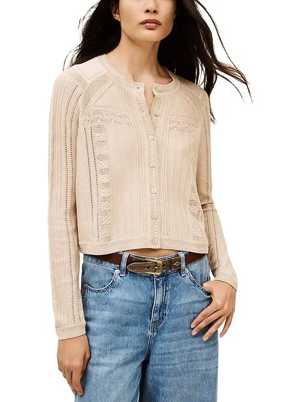 Ba&sh Puria Pointelle Cardigan - String