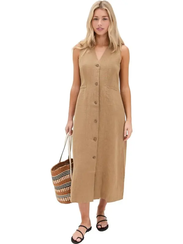 Jenni Kayne Callan Linen Maxi Dress - Khaki