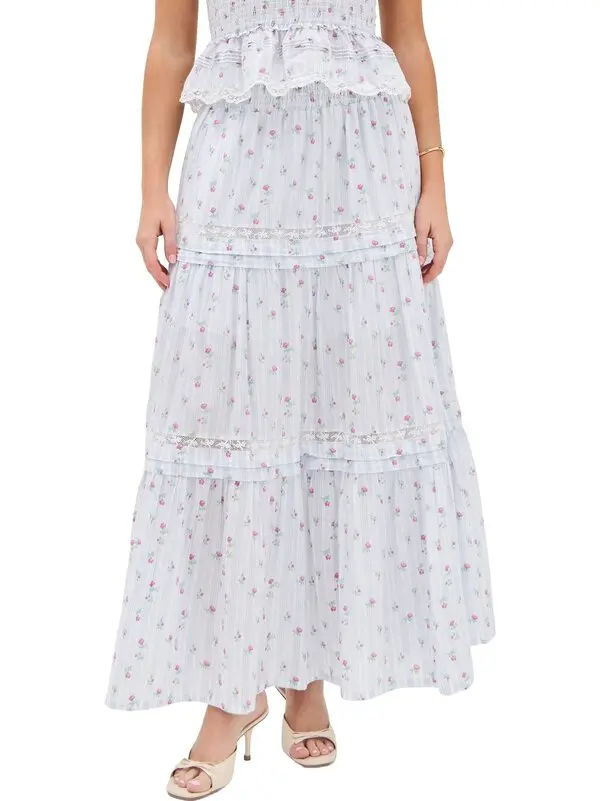 LoveShackFancy Phia Maxi Skirt - Coastline Blue