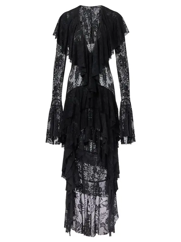 Norma Kamali Asymmetric Ruffled Midi Dress - Black