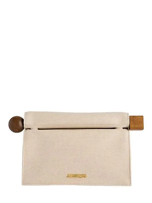 Jacquemus The Rond Carré Cotton-linen Clutch - Light Greige