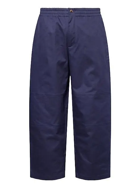 Moncler Logo-patch Tapered-leg Cotton-blend Trousers - Navy