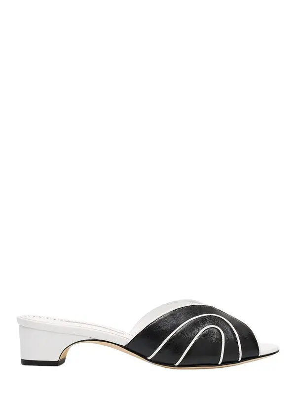 Manolo Blahnik Nikabo Nappa Leather Sandals - Black/white