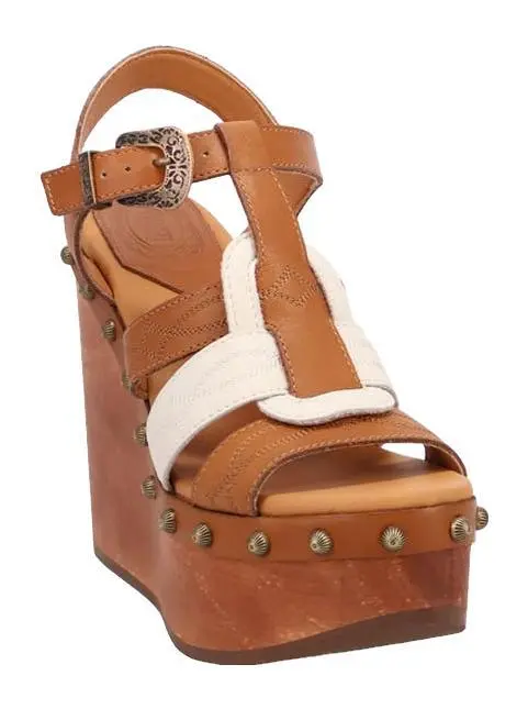 DINGO Cosmo Slingback Platform Wedge Sandal - Tan