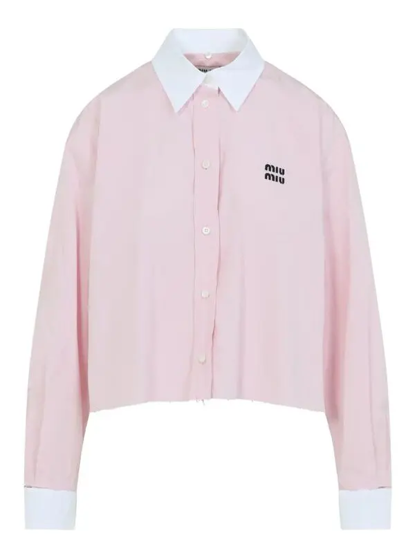 Miu Miu Cotton Shirt With Logo - Multicolor