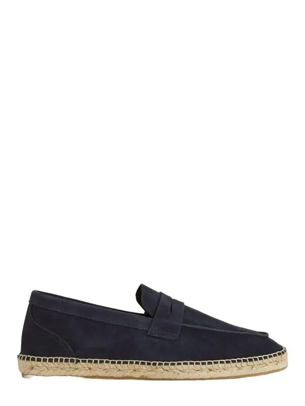 REISS Suede Penny-strap Espadrilles - Navy