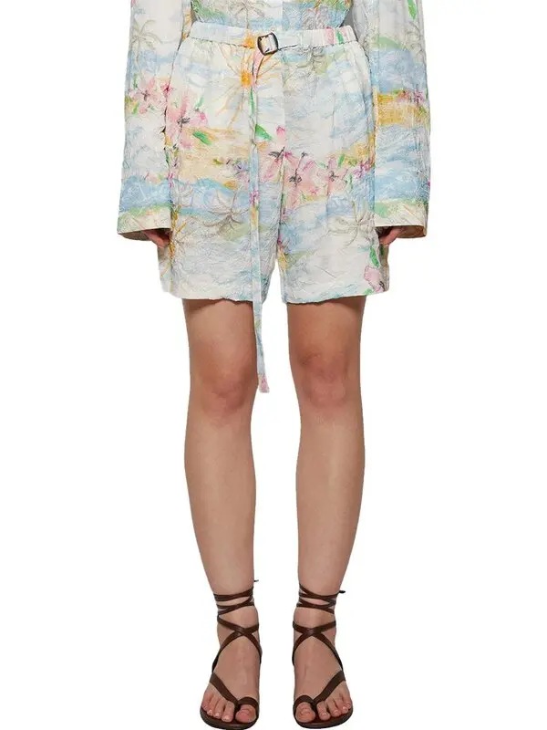 Christopher Esber Crimped Bahia Short Hibiscus Print - Multi