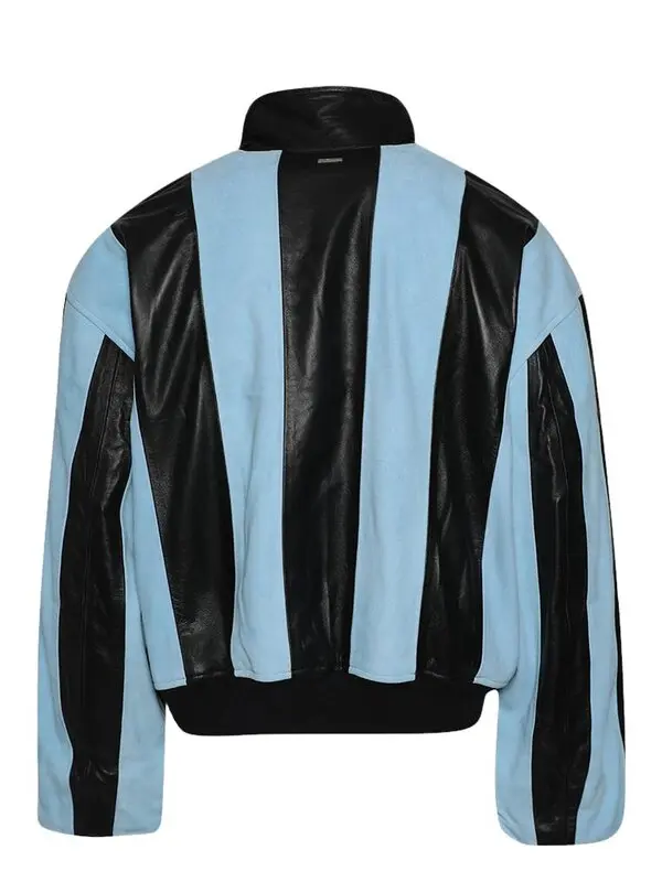 NAHMIAS Striped Referee Leather Jacket - Blue