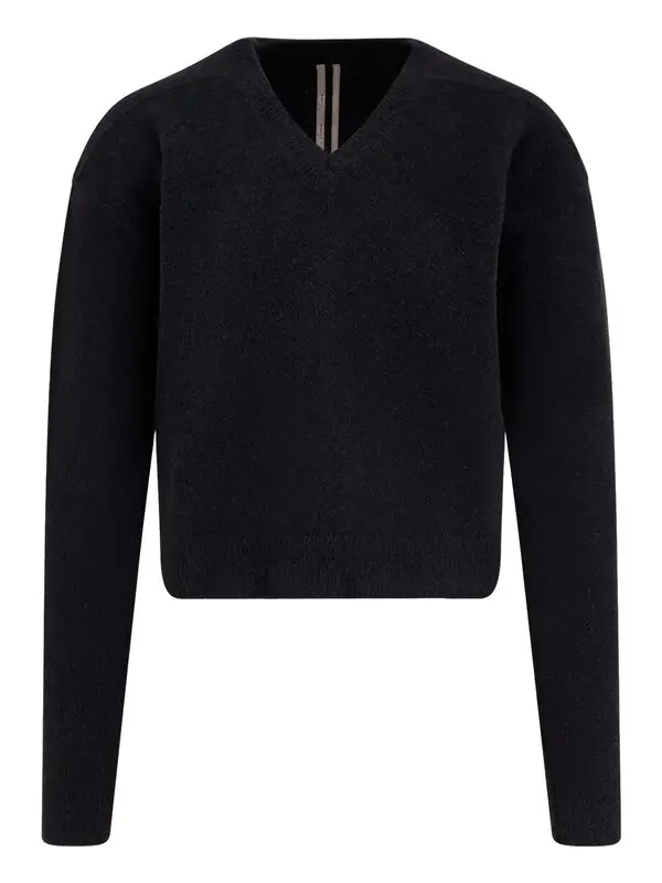 Rick Owens Tommy V-neck Alpaca Blend Sweater - Black
