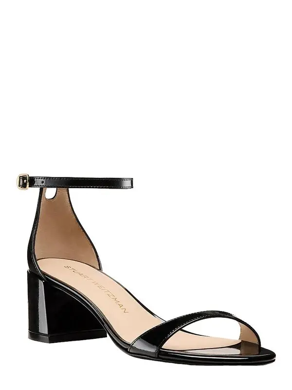 STUART WEITZMAN Nudist 50 Block Heel Sandals - Black