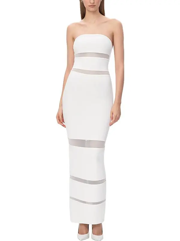 Herve Leger Vera Strapless Knit Gown - Alabaster