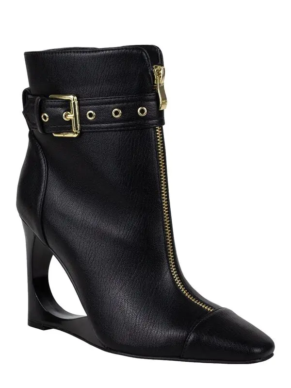 NINETY UNION Architectural Wedge Heel Bootie - Black