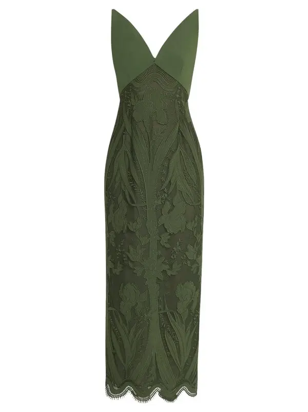 Lela Rose Lace Maxi Dress - Forest
