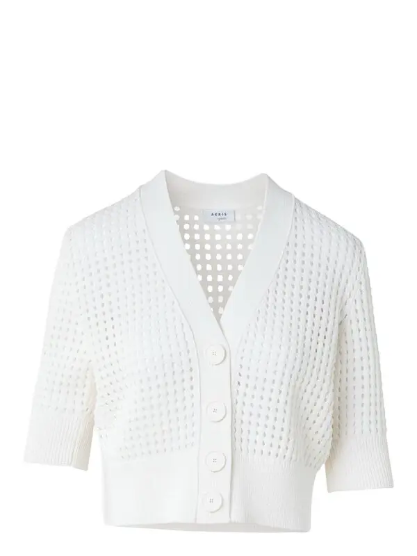 Akris Chunky Cotton Mesh Knit Cardigan - Cream