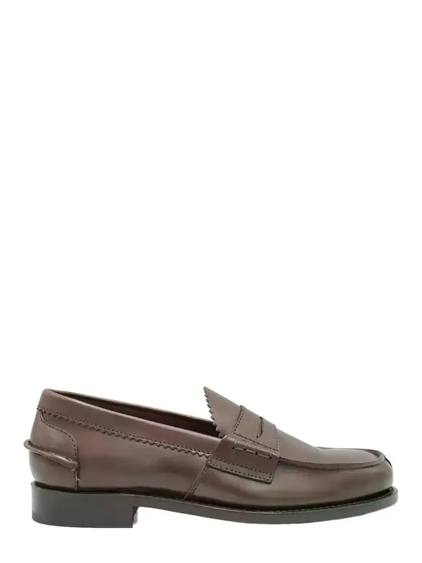 SAXONE OF SCOTLAND Penny Leather Loafers - Brown