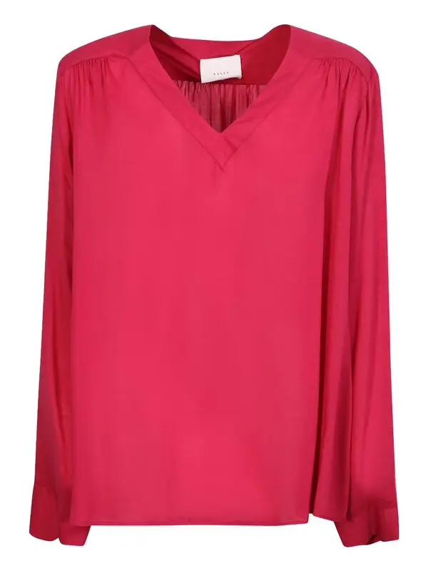 XACUS Blouse With V-neckline And Long Sleeves - Pink