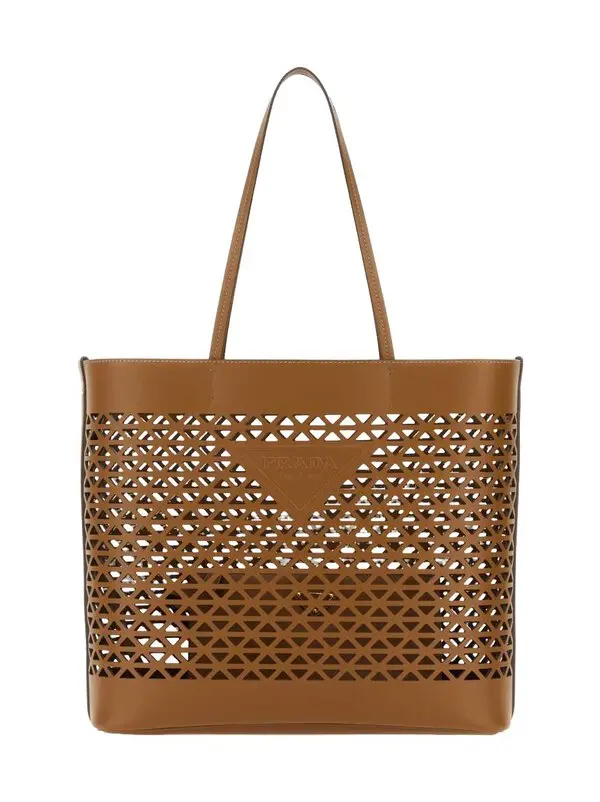 Prada Leather Shopping Bag - Beige O Tan