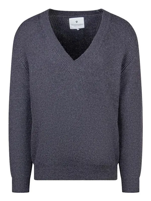 SEVEN GAUGE Merino V-neck Sweater - Grey