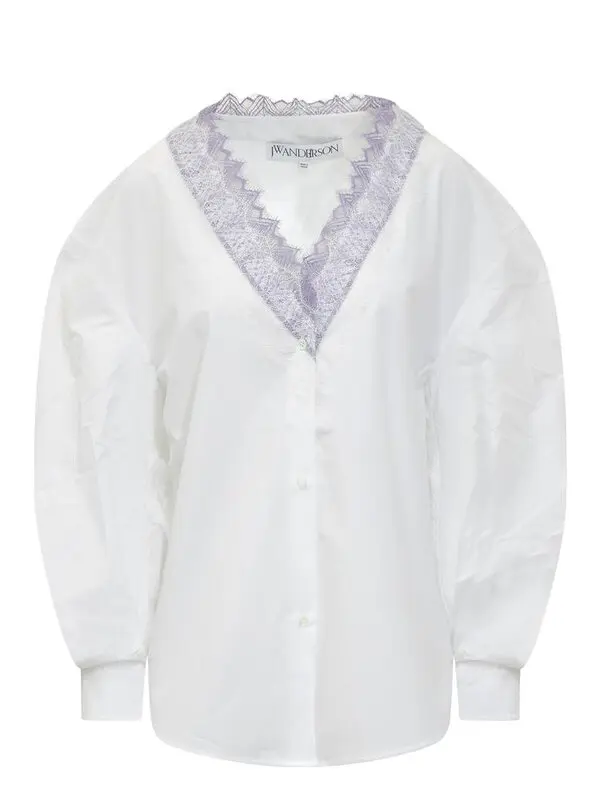 JW Anderson V-neck Lace Shirt - White