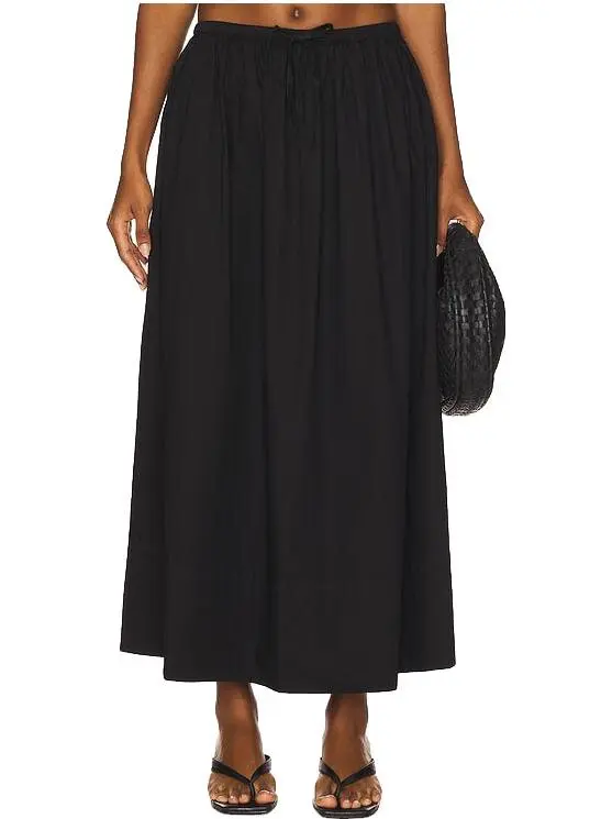 PISTOLA Noelle Poplin Maxi Skirt - Noir