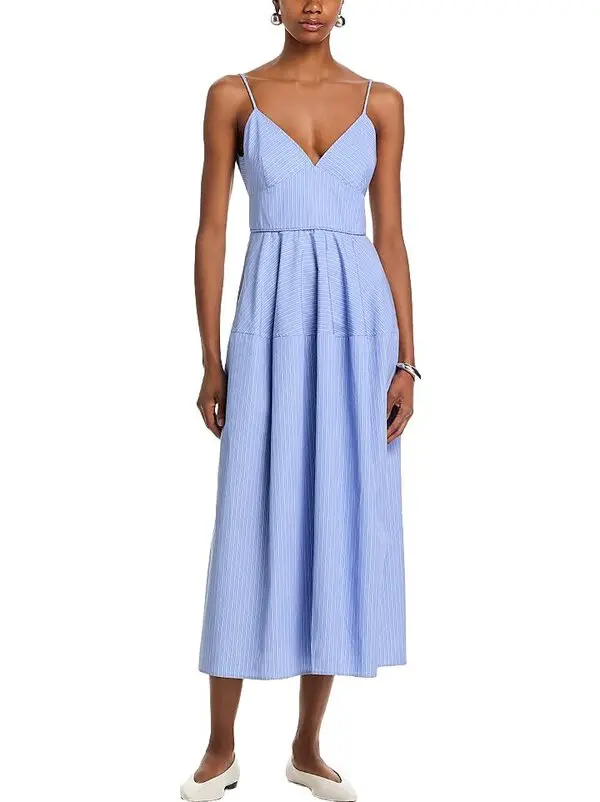 Co Basque Stripe Midi Dress - Blue Multi