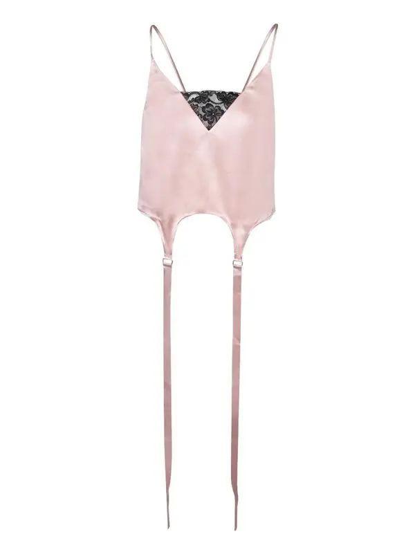 SSHEENA Satin Camisole With Lace Inserts - Pink