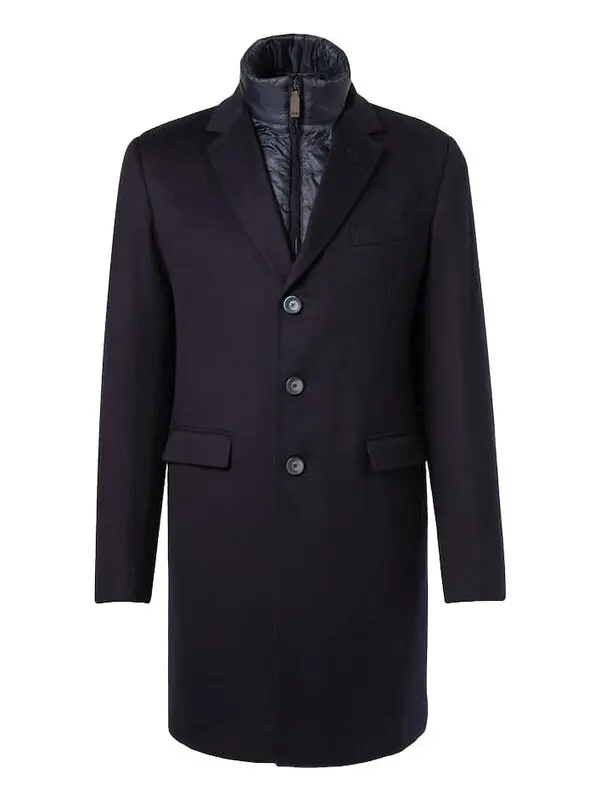 Herno Cashmere Coat With Detachable Inner Vest - Blue