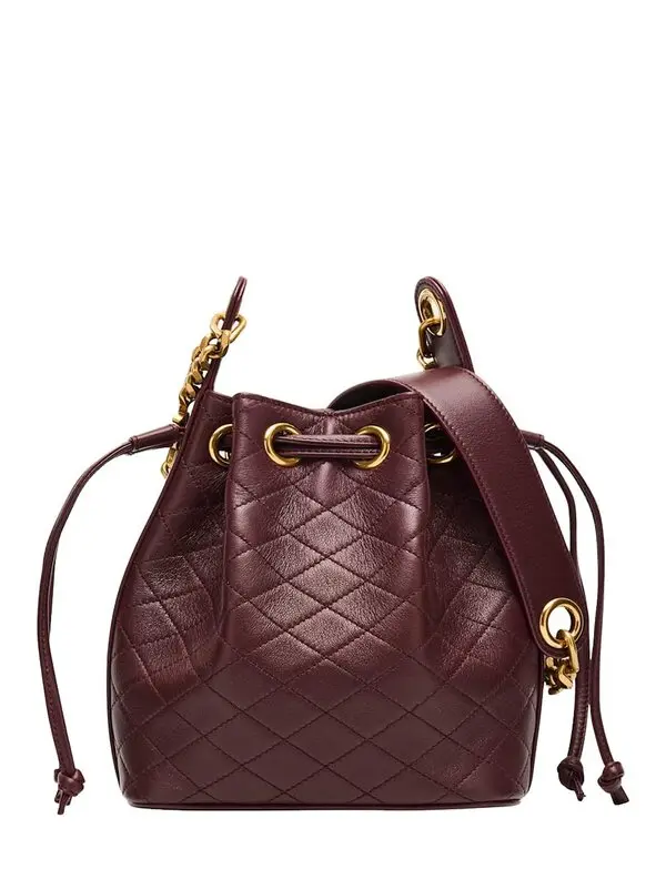 Saint Laurent Cassandra Bucket Bag In Quilted Leather - Rouge Cabernet
