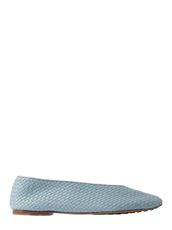 Bottega Veneta Intrecciato Leather Ballet Flats - Blue