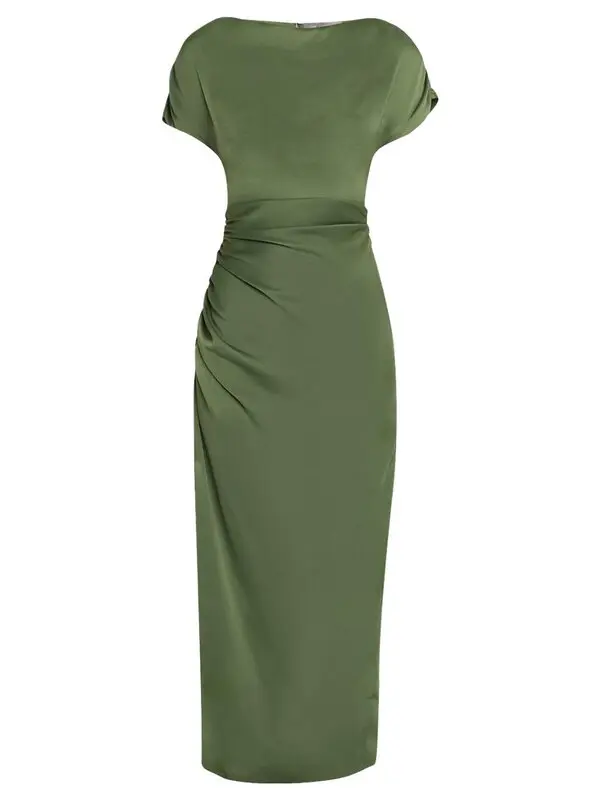 Lela Rose Heather Shirred Maxi Dress - Forest