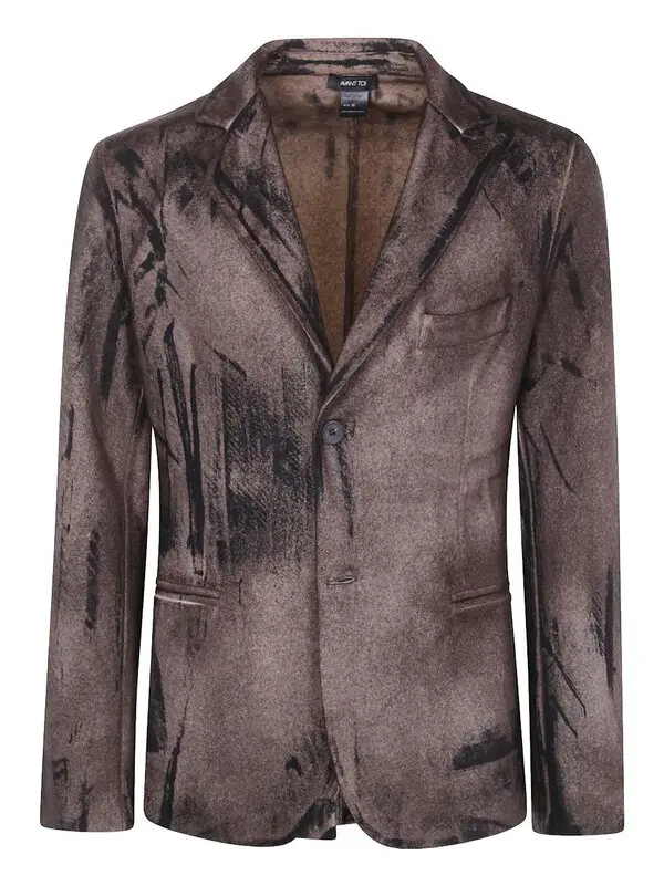 Avant Toi Felted Rever Jacket With Brush Strokes Effect - Brown