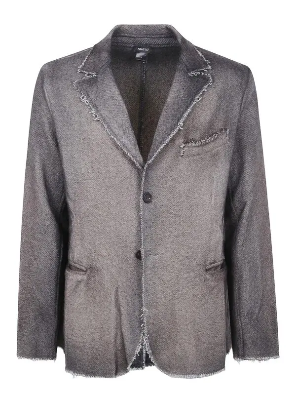 Avant Toi Herringbone Rever Jacket - Brown