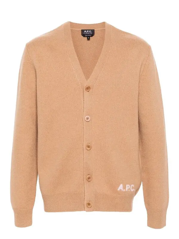 A.p.c. Knitted Virgin Wool Cardigan - Brown