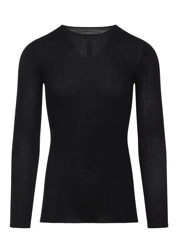 Rick Owens Ribbed Round Neck - Black