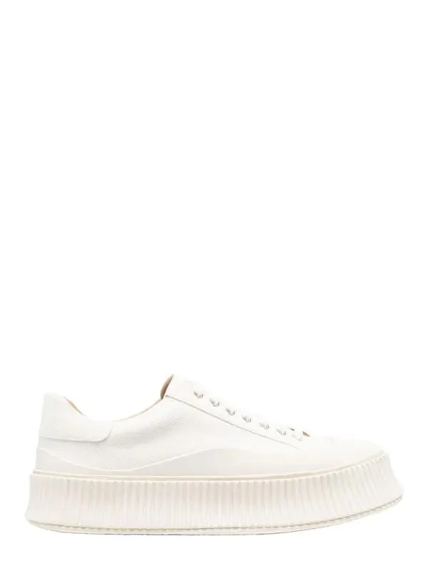 JIL SANDER Low Laced Sneakers With Vulcanized Rubber Sole - Grey