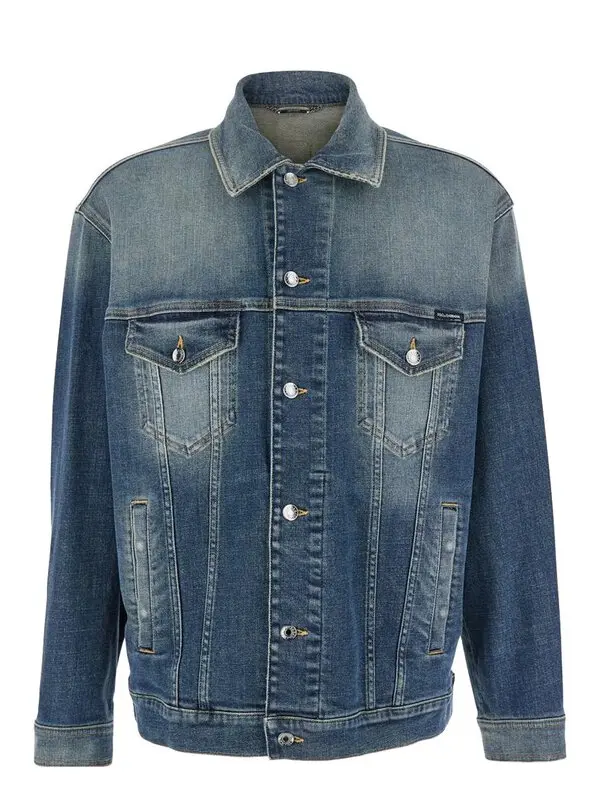 Dolce & Gabbana Denim Jacket With Distressed Effect - Blue