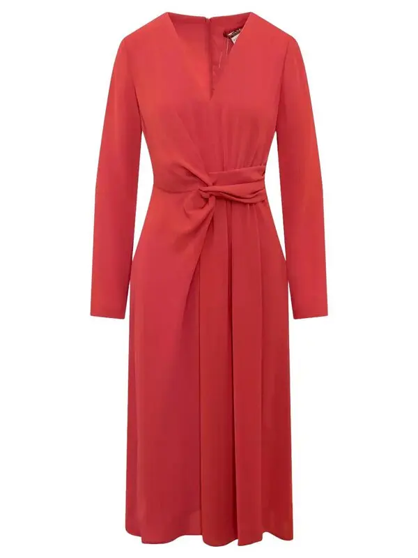 Max Mara V-neck Midi Dress - Red