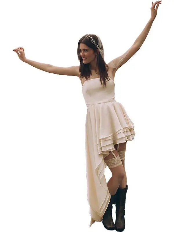Bronx And Banco Tulum Strapless Asymmetric Ruffle Dress - Cream