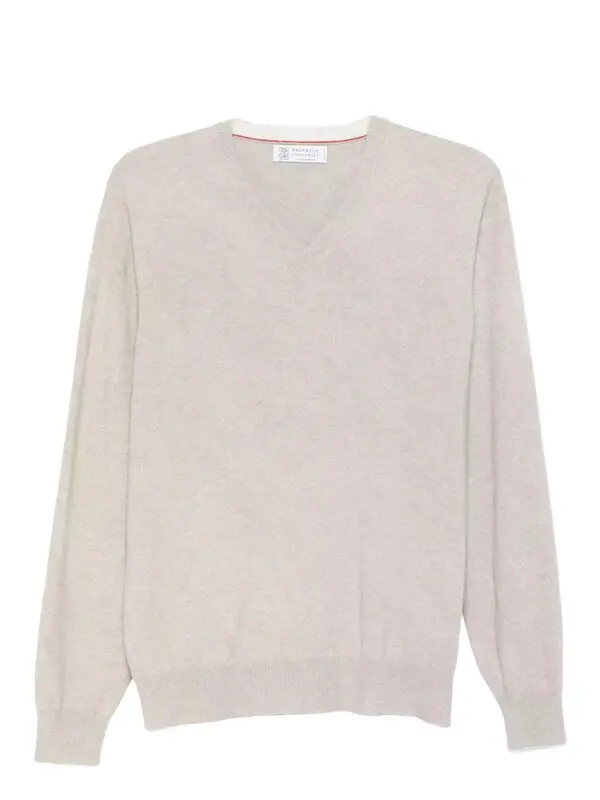 Brunello Cucinelli V-neck Cashmere Sweater - Neutrals