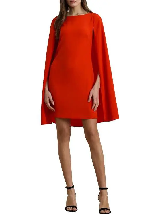 Ralph Lauren Capelet Georgette Cocktail Dress - Bright Vermilion