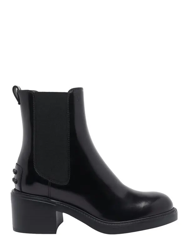 TOD'S Leather Pump Booties - Black