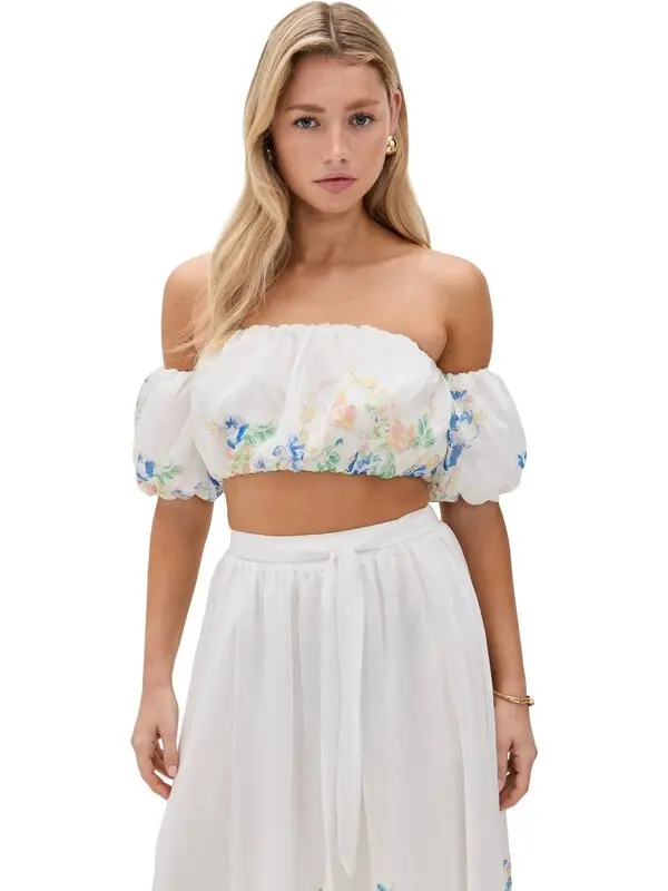 EN SAISON Julia Floral Top - White Blue Multi