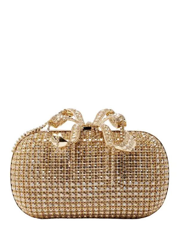 SELF-PORTRAIT Bow-detail Chainmail Clutch - Gold