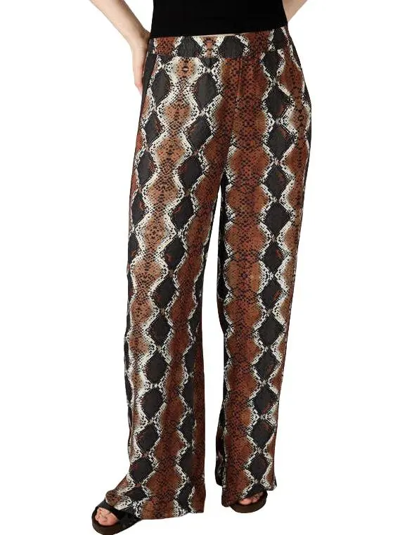 Steve Madden Snakeskin Print Wide Leg Pants - Bronze