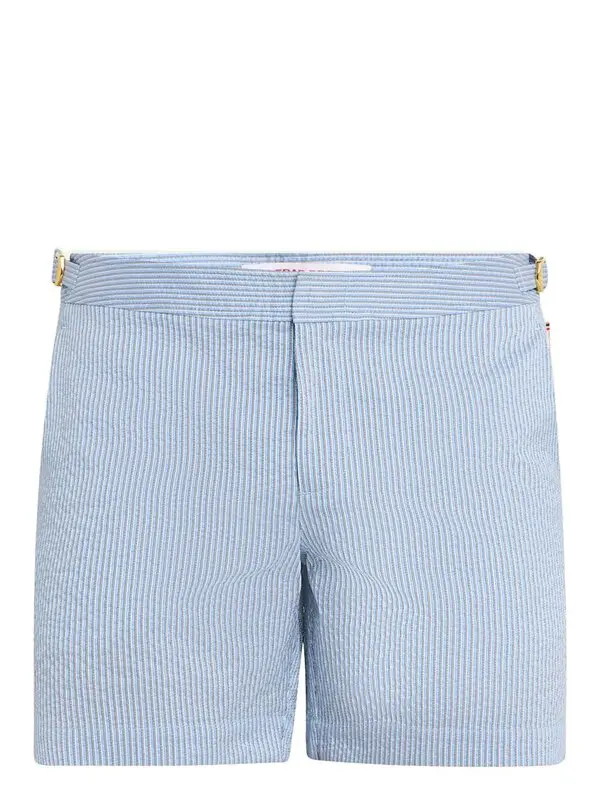 Orlebar Brown Seersucker Stripe Mid-length Swim Shorts - Wave Blue