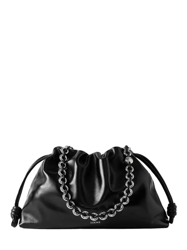 Loewe Flamenco Large Embellished Leather Clutch - Black