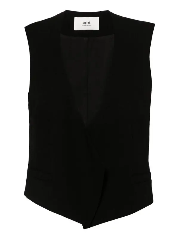 Ami Wool Sleeveless Jacket - Black