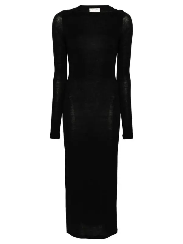 Saint Laurent Wool-blend Long Pencil Dress - Black