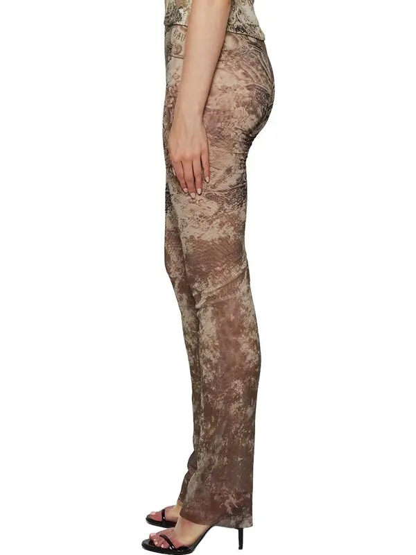 Jean Paul Gaultier Mesh Printed Trousers - Beige