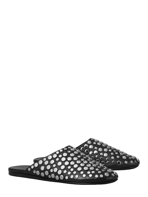 Tory Burch Studded Leather Mule - Perfect Black/silver